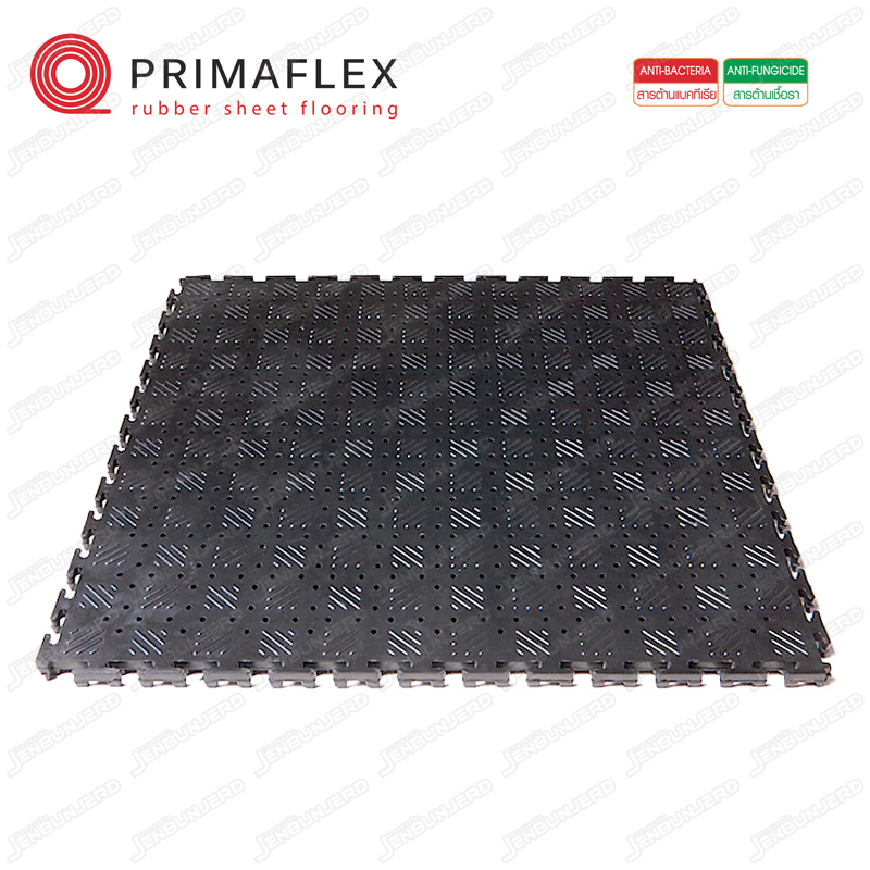 แผ่นยางกันเมื่อย แบบตัวต่อ ลายระบายน้ำ สีดำ 500x500 มม. Click Mat C