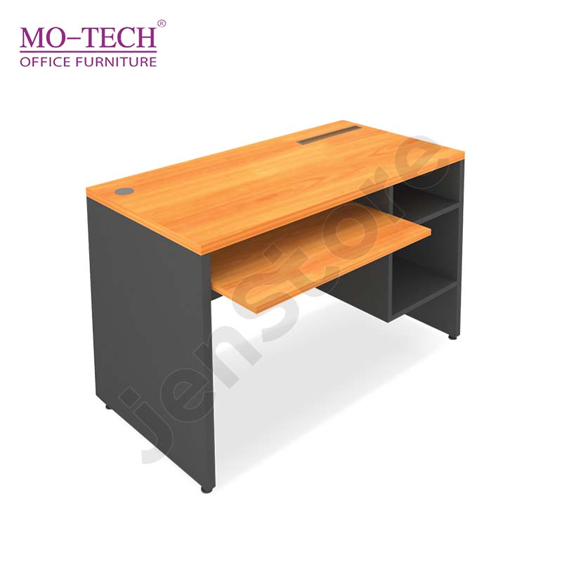 โต๊ะคอมพิวเตอร์ มีรางวางคีย์บอร์ดและชั้นวาง สีเชอรี่/เทาเข้ม W1200xD600xH750 มม. MO-TECH 2RR611
