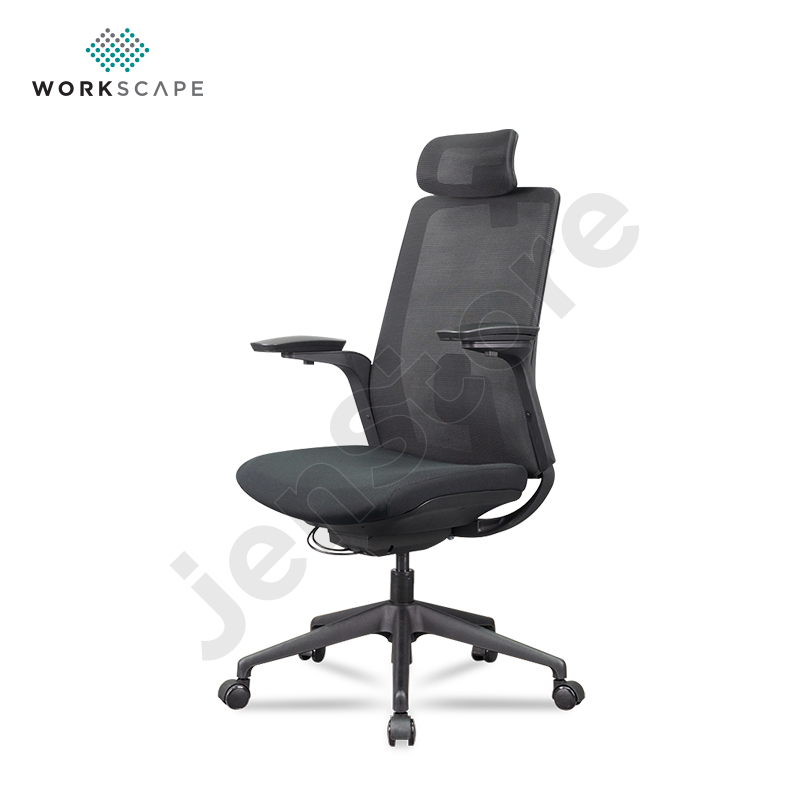 เก้าอี้ผู้บริหารเพื่อสุขภาพ หุ้มผ้าตาข่าย สีดำ ขาไนล่อน มีที่วางแขนปรับ ...