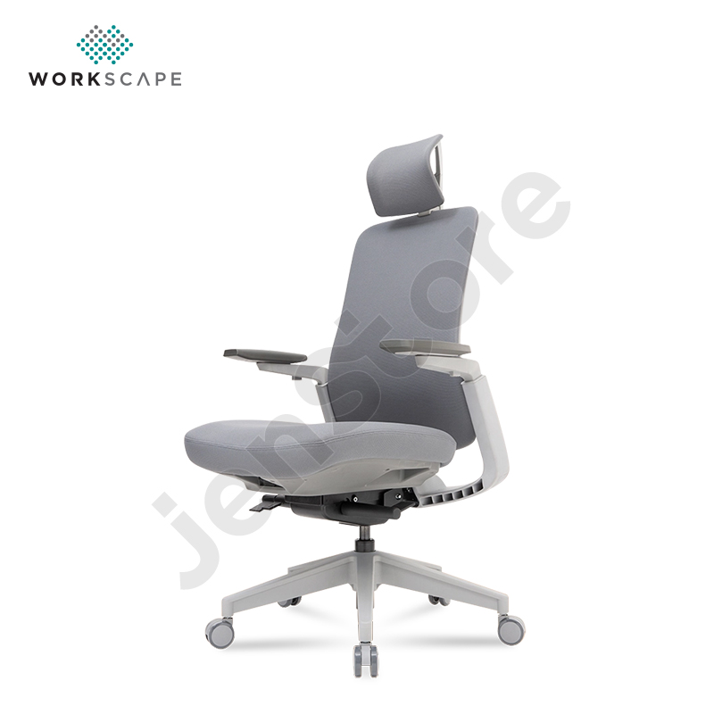 เก้าอี้ผู้บริหารเพื่อสุขภาพ หุ้มผ้า สีเทา ขาไนล่อน มีที่วางแขนปรับระดับ ...