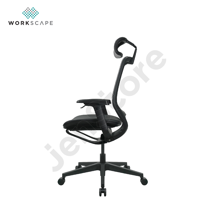 เก้าอี้ผู้บริหารเพื่อสุขภาพ สีเทา-ดำ พนักพิงตาข่าย เบาะหุ้มหนังเทียม ขาไนล่อน มีที่วางแขนปรับ ...