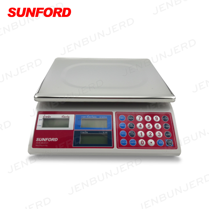 จำหน่าย เครื่องมือช่าง เครื่องชั่งดิจิตอลตั้งโต๊ะ พิกัด 30 กก. SUNFORD ACS-30-JC21 - เจนสโตร์