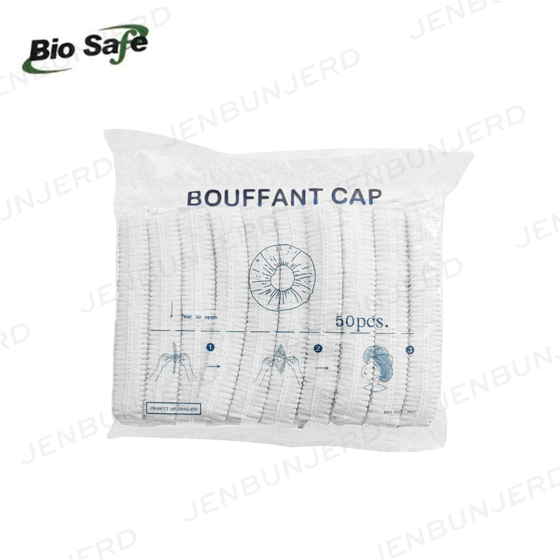 หมวกคลุมผมใยสังเคราะห์ สีขาว (1/50) Bio Safe