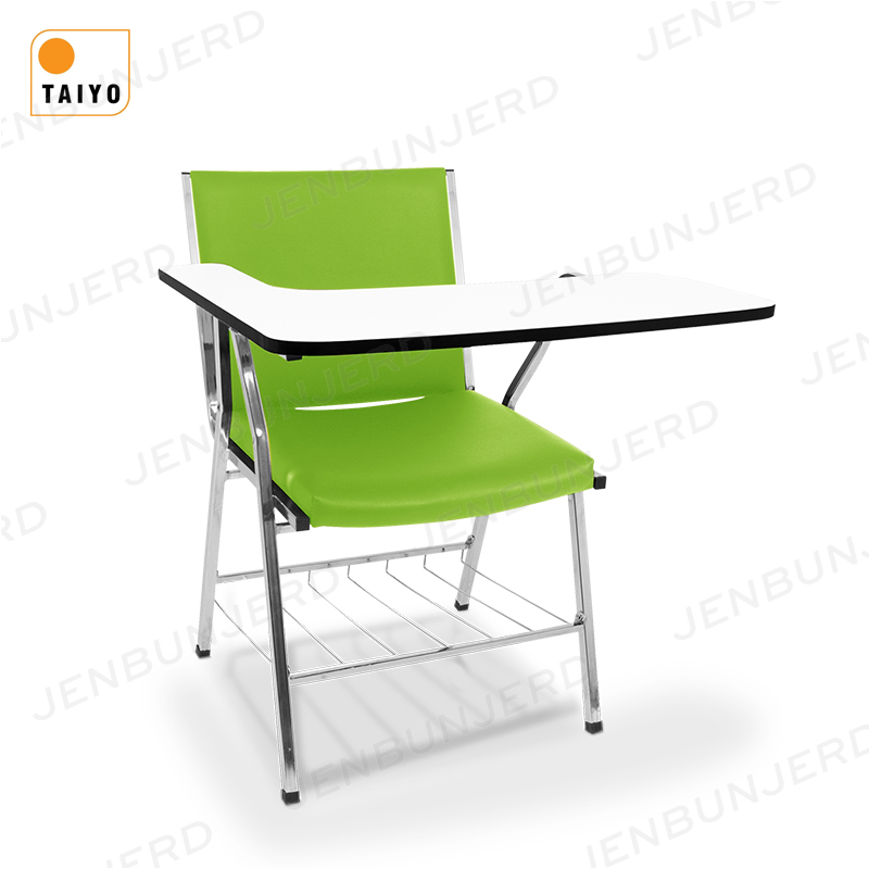 เก้าอี้เลคเชอร์ พนักพิงและที่นั่งหุ้มหนังเทียม สีเขียวอ่อน มีตะแกรง CP ...