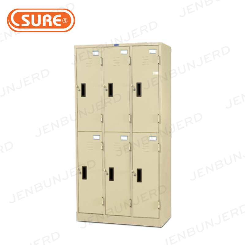 จำหน่าย ตู้ล็อกเกอร์เหล็ก ตู้ล็อกเกอร์ 6 ช่อง (มอก.) สีครีม SURE LK-006 - เจนสโตร์