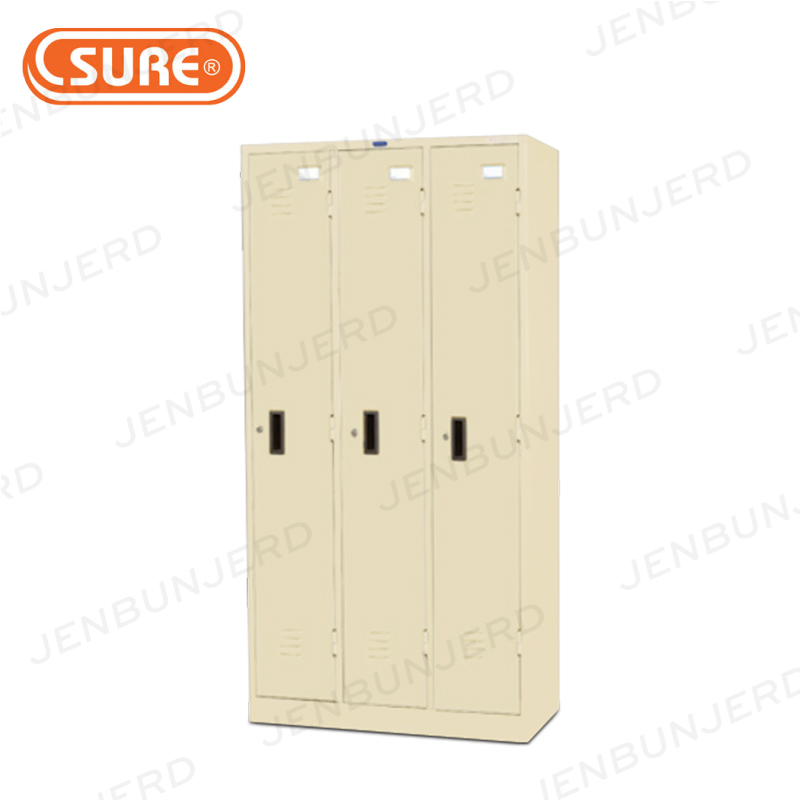 จำหน่าย ตู้ล็อกเกอร์เหล็ก ตู้ล็อกเกอร์ 3 ช่อง (มอก.) สีครีม SURE LK-003 - เจนสโตร์