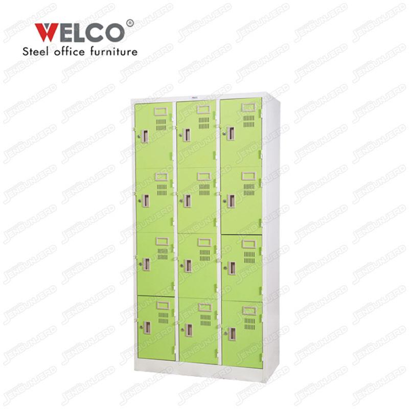 จำหน่าย ตู้ล็อกเกอร์เหล็ก ตู้ล็อกเกอร์ 12 ช่อง สีเขียว WLK012 - เจนสโตร์
