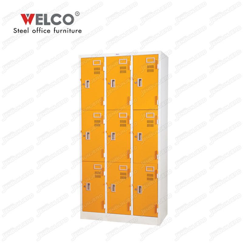 จำหน่าย ตู้ล็อกเกอร์เหล็ก ตู้ล็อกเกอร์ 9 ช่อง สีส้ม WLK009 - เจนสโตร์