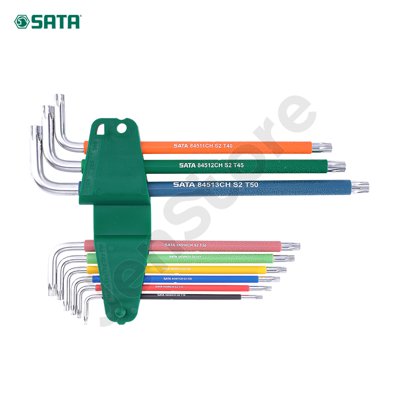 ชุดประแจแอลหัวจีบก้านยาวพิเศษกันลื่น 9 ชิ้น SATA 09702CH