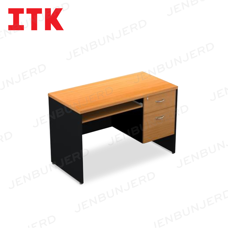 จำหน่าย โต๊ะทำงาน โต๊ะสำนักงาน โต๊ะออฟฟิศ โต๊ะทํางานออฟฟิศ ลิ้นชักด้านขวา 2 ชั้น สีเชอรี่-ดำ ...